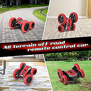 Wsiyen RC Cars Remote Control Car, Toys for 6 7 8 9-14 Year Old Boys Double Sided 360°Rotating Stunt Car, 4WD,All Terrain Tires, LEDs, Toy Cars with Rechargeable Battery,Birthday Gifts for Kids