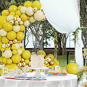 Yellow Balloon Arch Garland Kit-Macaron Yellow Balloon Metallic Gold Balloon 132Pcs for Graduation,Birthday，Baby Shower,Christmas,Fiesta Party Decoration.