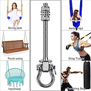 Dolibest Swing Hangers with Bearing - 2 Pack Stainless Steel 304 Hardware Hooks for Wood & Metal Beams, Ideal for Hanging Hammocks, Yoga Swings, Porch Swing, Boxing Bag 1500 LB Capacity -5''x M2/5''