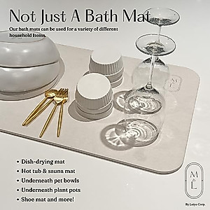 M&L Premium Stone Bath Mat Large - Double Sided, Non-Slip Fast-Drying Mat for Kitchen Counter, Tub & Bathroom Floor - Super Absorbent Diatomaceous Earth Shower Mat - Home Decor & Modern Accessories