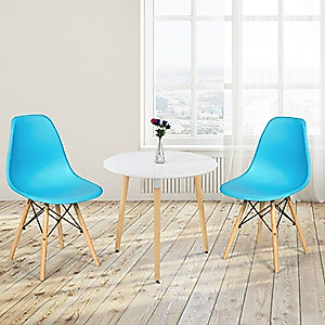 HAPPYGRILL Dining Chairs Modern Style DSW Wood Chair, Shell Lounge Plastic Chairs for Patio Kitchen Dining, 2pcs Set