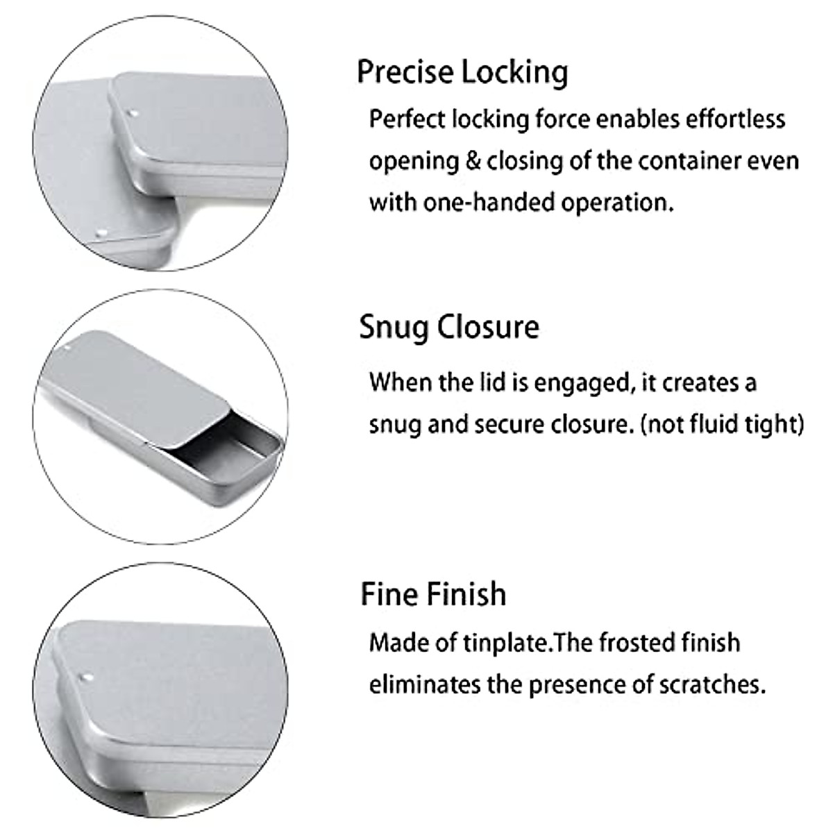 Tighall 8PCS Metal Slide Top Tin Containers Rectangle Tin Box Empty Storage Tins for Lip Balm Candles Crafts Candies Jewelry (2.2"*1.1"*0.4",Silver)