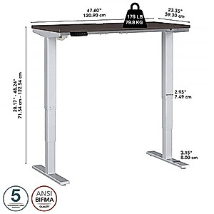 Bush Business Furniture Move 40 Series Height Adjustable Desk, 48W x 24D, Storm Gray