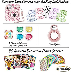 Fujifilm Instax Mini 12 Instant Camera with Case, 60 Fujifilm Prints, Decoration Stickers, Frames, Photo Album and More Accessories (Blossom Pink)