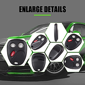 SCITOO 3 Buttons Key Fob Keyless Entry Remote Shell Case & Pad Replacement for 2001-2005 for Buick Lesabre 2003-2007 for Buick Rainier for Cadillac DeVille 1PC FCC 15132198B