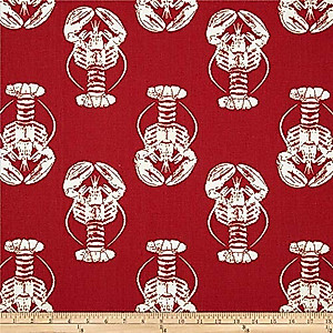 Premier Prints Lobster Timberwolf Red/Macon, Fabric by the Yard