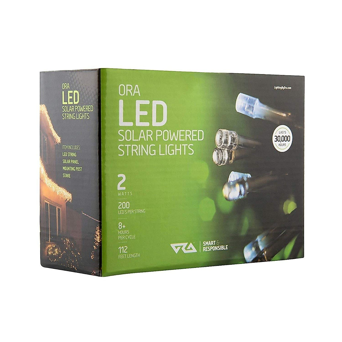 ORA LED Solar Powered String Lights, 200 LED’s, 112 ft., Waterproof, Dusk/Dawn Sensor, Perfect for Holiday, Christmas, Indoors, Outdoors, Home, Garden, Lawn, Patio, Wedding, Decorative Landscape