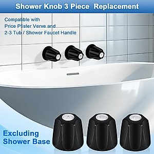 UCDETD Metal Shower Knobs 3 Piece Replacement, Compatible with Price Pfister Verve and Bathtub Shower Faucet Handle, Shower Knobs Include Hot/Cold/Diverter and 3 Screws (Matte Black)
