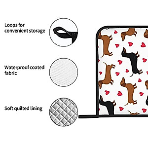 Romantic Dachshunds Set of 2 Square Insulated Pot Holders, Kitchen Baking, Pot Holders Sets, One with Pocket and One Without Pocket
