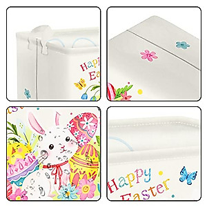 Clastyle Kid Large Gift Basket Bunny Clothes Towel Storage Bin Egg Flower Picnic Basket with Handles Daycare Nursery Storage Basket for Toy Books