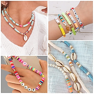 QUEFE 13000pcs, 60 Colors, Clay Beads for Bracelet Making Kit, Flat Round Polymer Heishi Beads with Letter Beads for DIY Craft Gifts, Necklace Jewelry Making, Set for Girls 8-12