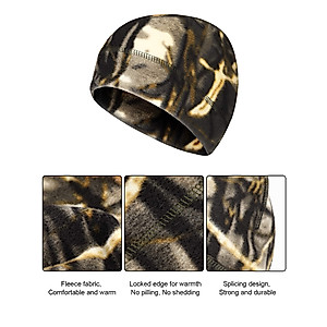 3 Pieces Winter Warm Skull Cap Soft Polar Fleece Beanie Hat Thick Windproof Watch Cap Skiing Outdoor Cap for Men Women (Dark Blue, Black, Camouflage)