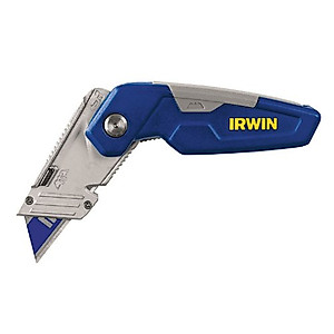 IRWIN Utility Knife, Folding with Blade Storage (1858319) , Blue