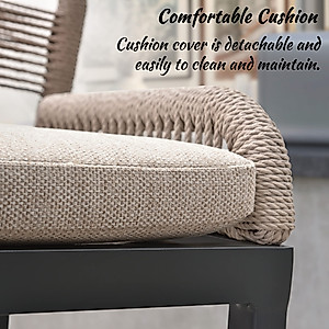 PURPLE LEAF Counter Height Bar Stools Set of 4 Rattan Wicker Outdoor Metal Boho Barstools with Back and Footrest Patio Garden Balcony Pool Bar Chairs