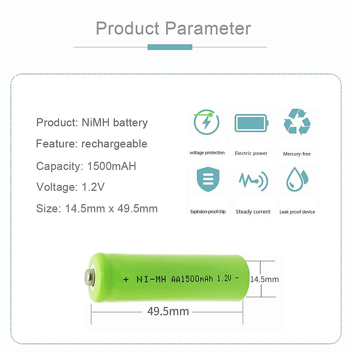 STEPMAX (3 Pack Ni-Mh AA 1500mAh 1.2v Rechargeable Battery for Solar Lights,Garden Light,Toys, Remote Control, Mouse
