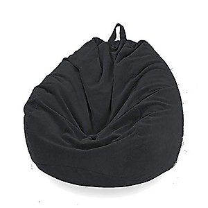 HIHTGS Adult Toy Corduroy Storage Soy Bag Bean Bag, Bean Bag Chair Lazy Sofa Beanbag Cover Bean Bag Sofa Chairs Cover Bean Bag Chair Cover(No Filler) (Black, 27.56 inch X 31.50 inch )