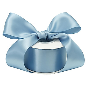 DINDOSAL Dusty Blue Ribbon for Christmas Tree Thick Double Face Satin Ribbon 2 Inch French Blue Silk Ribbon for Wedding Bridal Bouquet Crafts- 25Yards