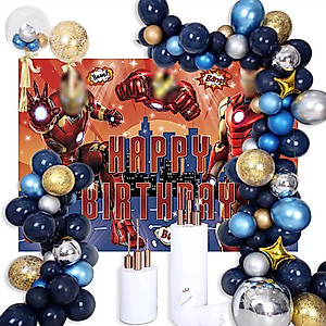 City Superhero Backdrop Birthday Decorations Superhero Boom Party Supplies Superhero Fans for Kids Boys Baby Shower Cake Table Banner Photo Background (7x5FT(210x150cm))