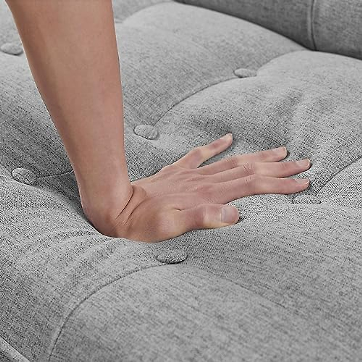 BIVVI Futon Sofa Bed Couch Linen Convertible Sleeper Sofa 73.62 Inch Long Folding Loveseat Couch w/Arms,Upholstered Lounge Sofá Daybed for Small Spaces Living Room, Apartment Office Dorm,Gray