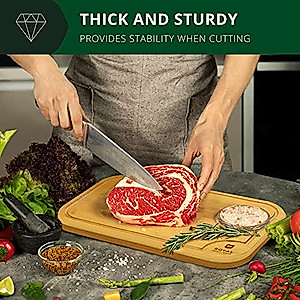 Bamboo Serving Boards, Wood Chopping Boards with Juice Groove, Wooden Serving Board for Vegetables