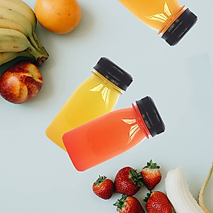 zmybcpack 48pcs 4oz Small Plastic Juice Bottles with Caps, Plastic Ginger Shot Bottles Reusable Mini Juicing Bottles with Tamper Evident Lids for Homemade Beverage