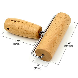 Bamber Dough Roller Beech Wood Rolling Pin for Baking Pastry Pizza, 4.3-Inch Smooth Construction & Easy to Roll - Essential Kitchen Utensil