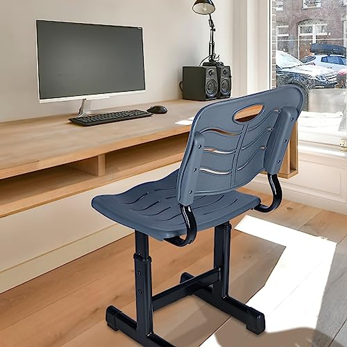 Kigley Student Chair Height Adjustable Chair with Pedestal Frame for School Classroom Office Computer Table Study(Gray, 2 Pcs)