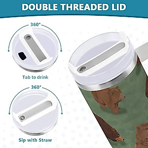 DIGTIA Stainless Steel Insulated Tumbler w/Handle & Straw, Brown Bears Double Wall Vacuum Travel Coffee Mug Cup w/Lid, Leak-Proof Sports Cartoon Water Bottle,30oz