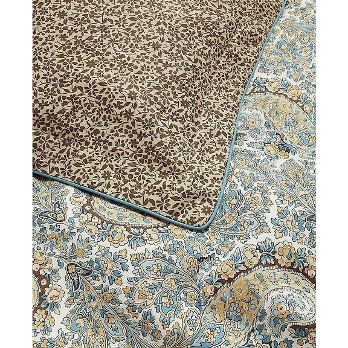 Lauren Ralph Lauren Riley Paisley Brown Blue Grey Full Queen 3 pc Duvet Set Shams (Queen (U.S. Standard))