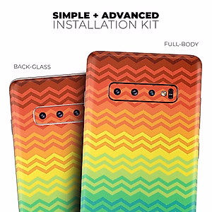 DesignSkinz Rainbow Thin Lined Chevron Pattern Protective Vinyl Decal Wrap Skin Cover Compatible with The Samsung Galaxy S20 (Screen Trim & Back Glass Skin)