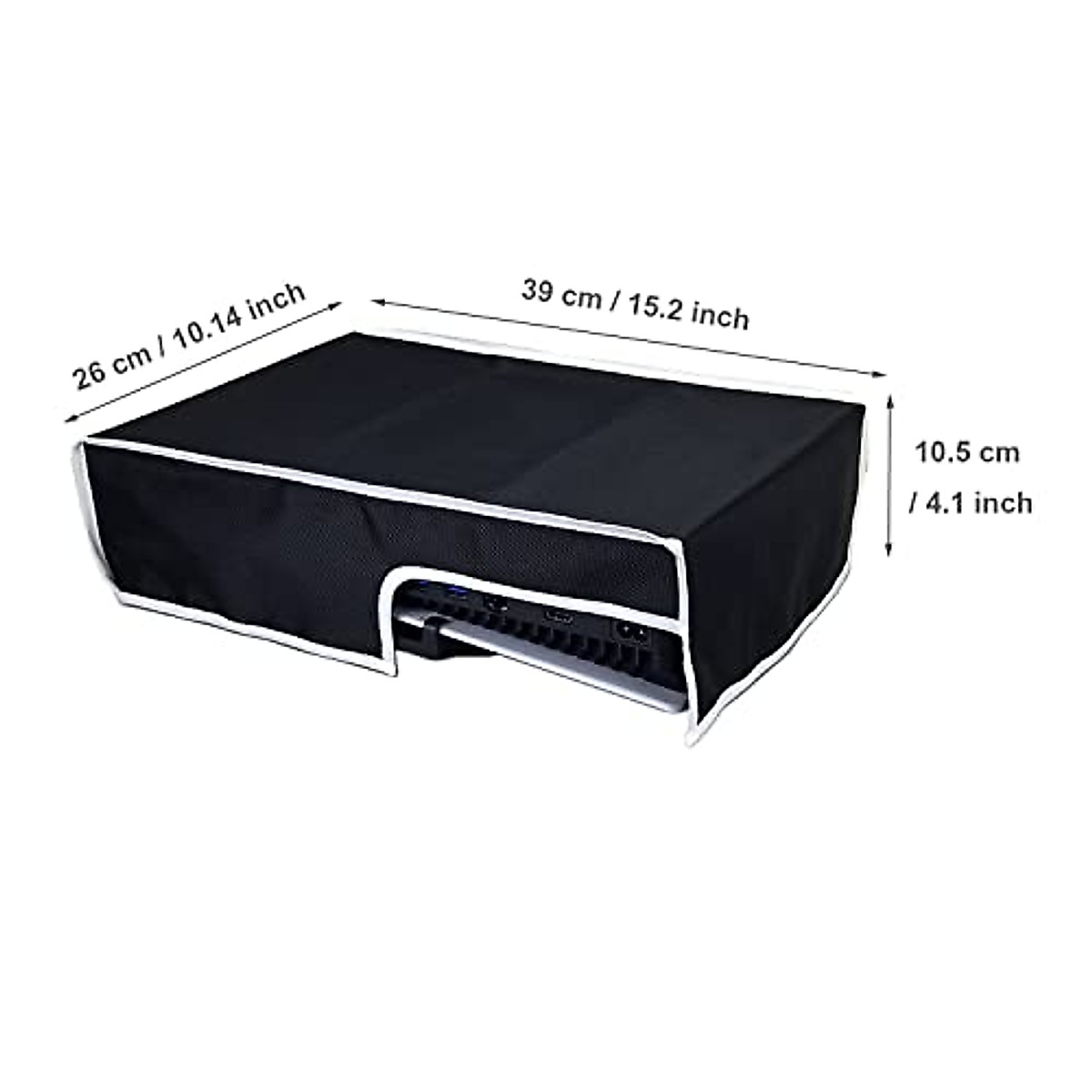 Horizontal Dust Cover for PS5 Console. EMiEN Oxford Fabric Anti-Scratch Waterproof Dust Guard with Back Cable Port for Sony Playstation 5 Console Digital & Disk Version