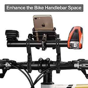Yizhet Bike Handlebar Extender, Lightweight Durable Aluminum Alloy Double Bicycle Handlebar Extension Bracket for Holding Motorcycle E-Bike Lamp Speedometer GPS Phone Mount Holder (Aluminum Alloy)