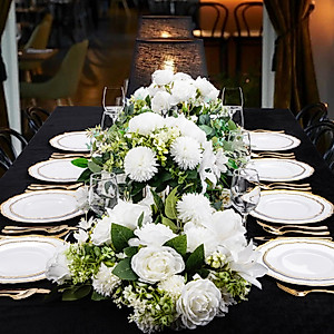 Hioasis 60pcs Gold Plastic Plates - White and Gold Trim Disposable Plates - 10.25 inch Gold Disposable Dinner Plates Perfect for Wedding & Party