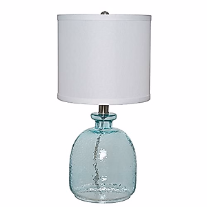 Catalina Lighting 20687-000 Textured Ocean Blue Glass Table Lamp, 18.25"H