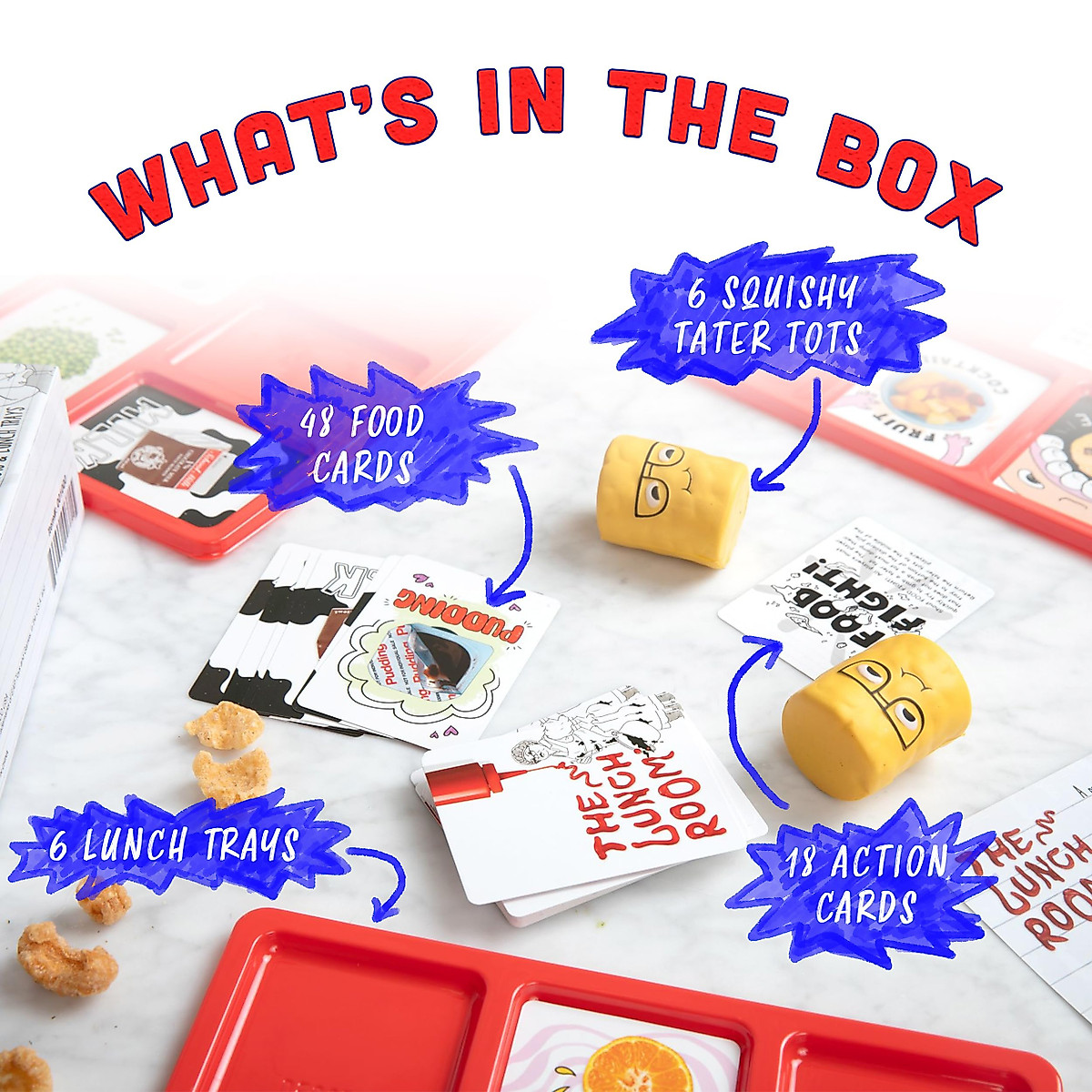 EAP Toy and Games The Lunch Room Game, Board Games for Kids 8-12, Board Games for Teens, Games for Family Game Night Games, Indoor Recess Games for Classroom, Tater Tots Squishy Toys for Kids Games