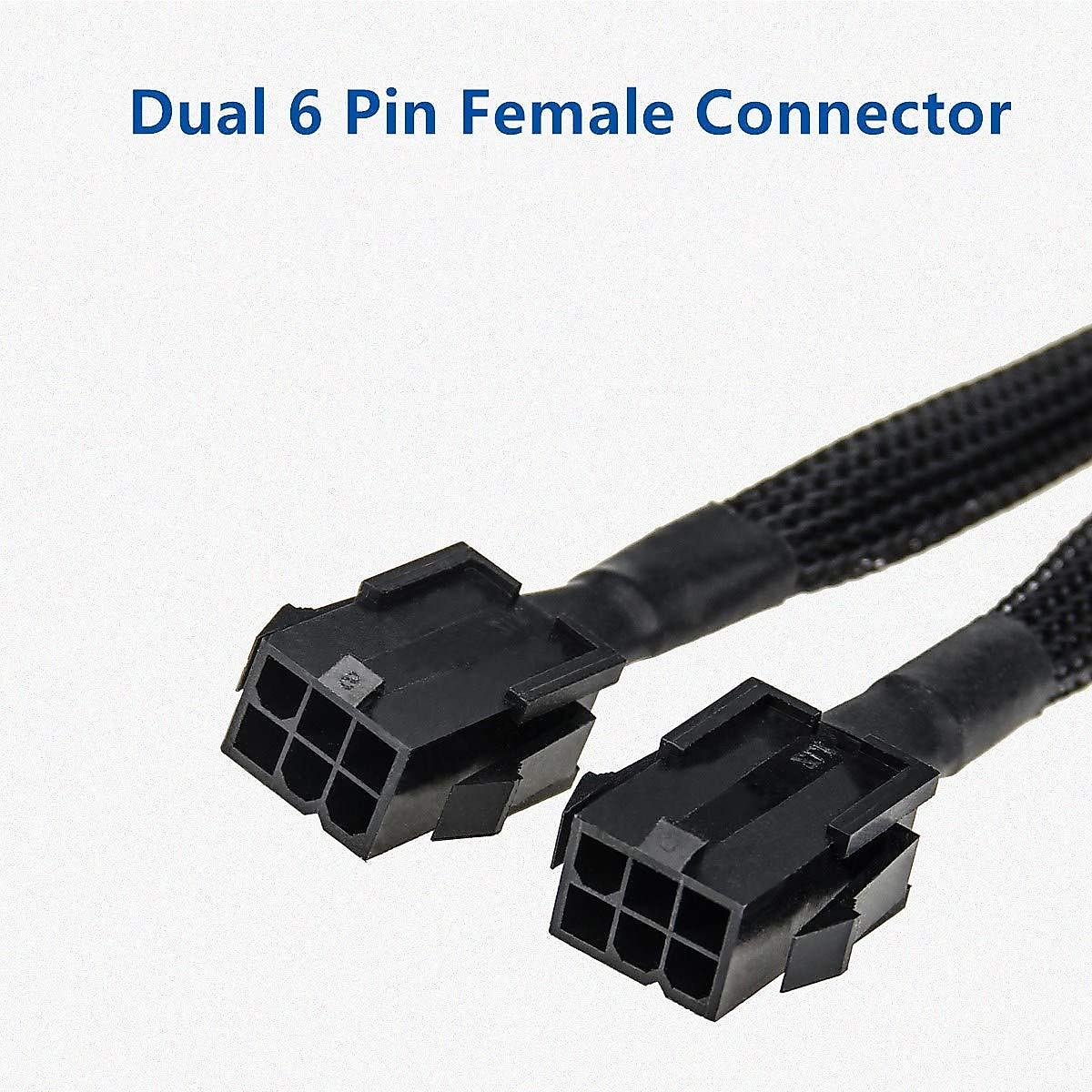 Dual 6 Pin Female to 8 Pin Male, GPU Power Adapter Cable 7.8inch Braided Sleeved, GPU Video Graphics Card Power Cable Connector