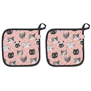 Now Designs 803889aa Basic Potholder, Set of Two, Cats Meow