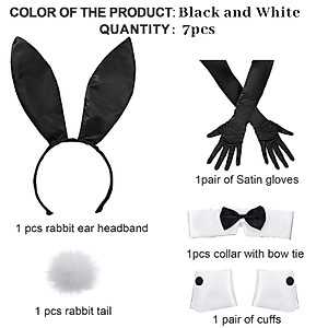 Zhanmai Bunny Costume Set Including Bunny Ear Headband, Cuffs and Tail Accessory for Easter Party