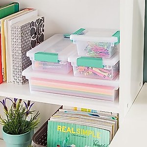 Sterilite Large Clear Plastic Stackable Storage Container Bin Box Tote with Clear Latching Lid Organizing Solution for Home & Classroom, 30 Pack