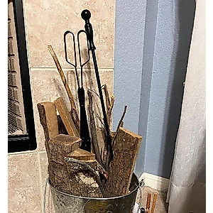 Heavy Duty 32 inch Long Campfire Bonfire Poker Stick 25 Inch Fireplace Tong with Travel Bag, Fire pit Wood Stove Accessories Tools Log Grabber, Rust Resistant, Black Finish for Indoor and Outdoor use