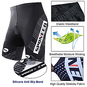SPONEED Men Bicycle Shorts, Black with White, US L (CN XL)