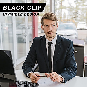 2 Pieces Men's Clip on Ties Solid Color Clip on Ties Pre Tied Neckties for Office School Uniforms(Black,18 Inches)