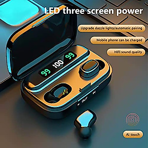 Bluetooth Earbuds, Wireless Earphones Bluetooth 5.3 in-Ear Headphones Touch Control, Fast Charge, LCD Power Display, Built-in Mic Ear Buds for Home Office Sports, Can Be As Power Bank