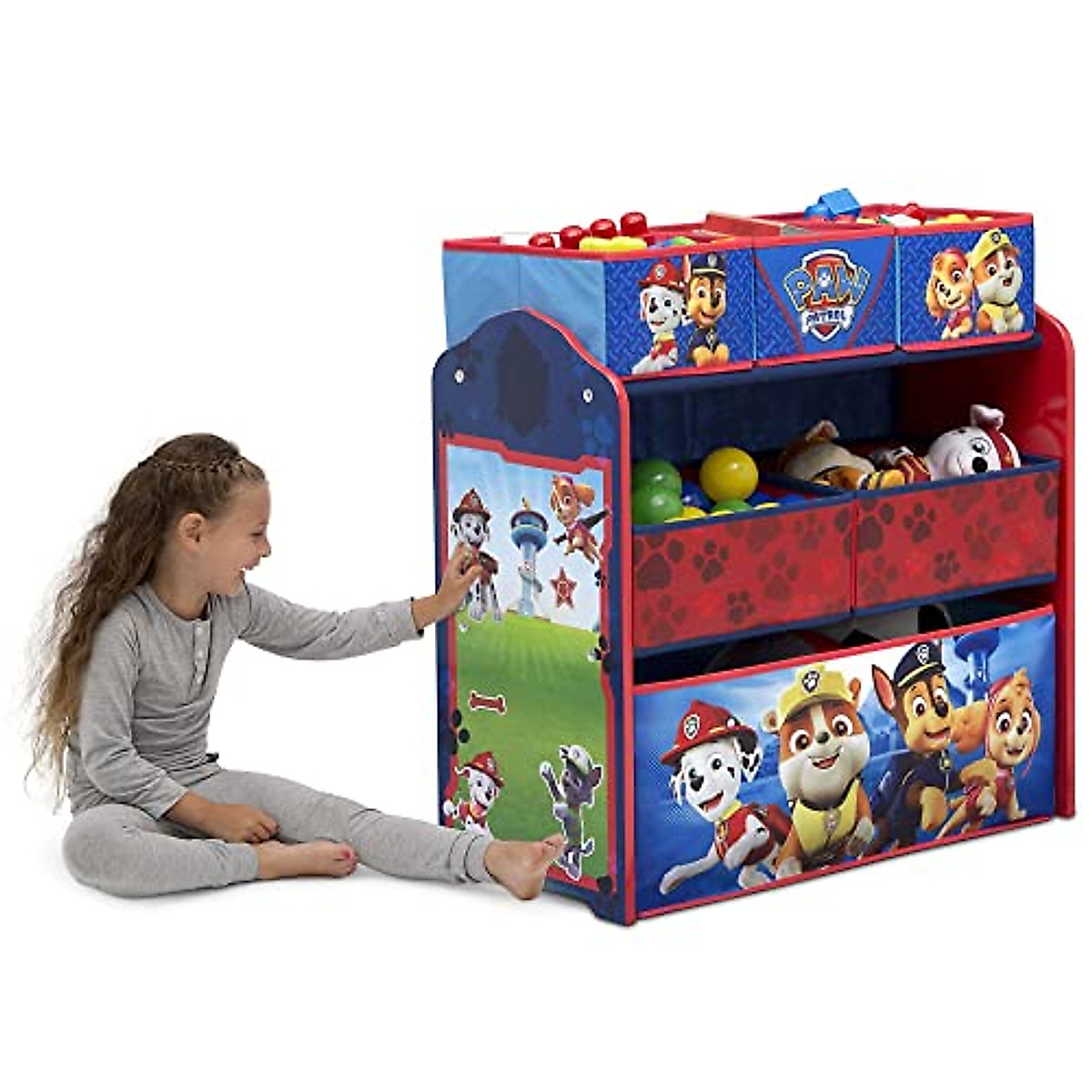 PZCXBFH Children PAW Patrol 4-Piece Playroom Set Includes Table with 2 Chairs and Deluxe Toy Box, Blue red