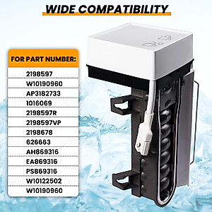 RARELEMON 2198597 W10190960, 2198597R Compatible Ice Maker for KitchenAid KSCS25INSS00, KSCS25INMS00 Refrigerator Models