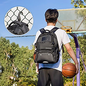 adorence Basketball Backpack with Shoe Compartment(Ball Net, Water Resist) Soccer Bag/Volleyball Backpack- RoseRed