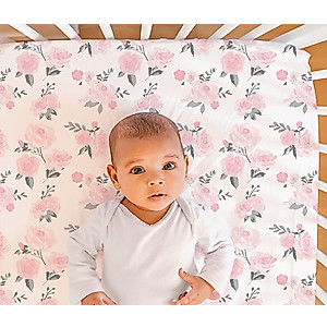 The Peanutshell Pink Butterfly and Floral Fitted Crib Sheets for Girls, 6 Pack
