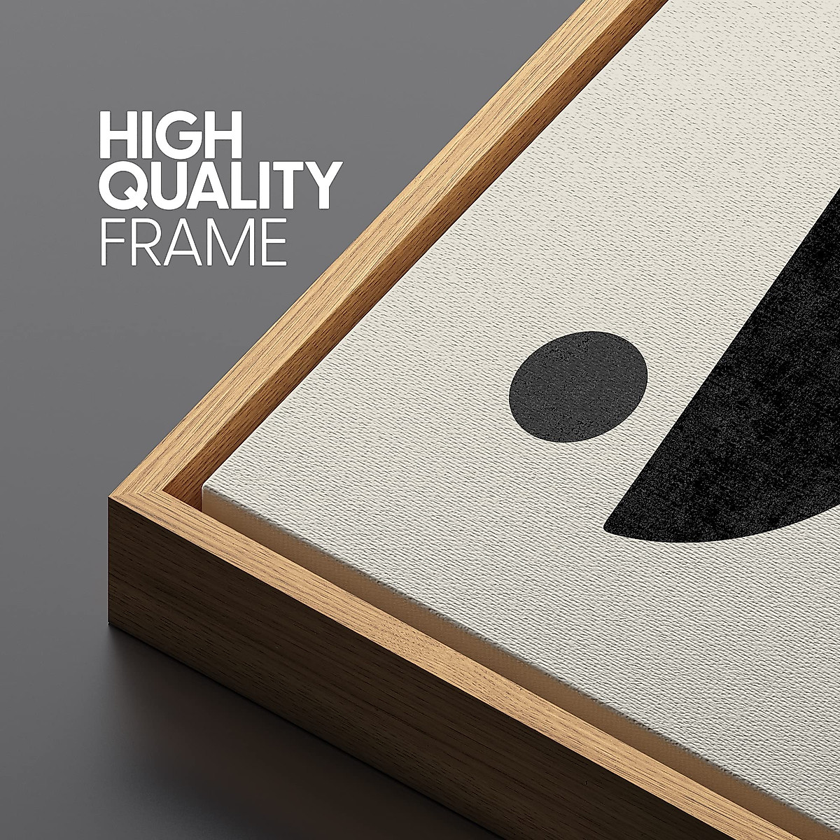 SIGNLEADER Framed Canvas Print Wall Art Circles with Spiral Parabolas Abstract Shapes Illustrations Modern Art Contemporary Dramatic Black and White for Living Room, Bedroom, Office - 16"x24"x3 NATURAL