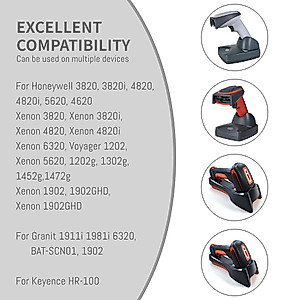 BAT-SCN01 Battery Replacement for Honeywell 3820 3820i 4620 4820 4820i 5620 6320 for Xenon 1902 for Hyperion 1302g for Granit 1911i 1981i for Voyager 1202g 1452g 1472g Handheld Barcode Scanner 2400mah