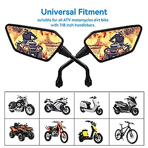 Esploratori ATV Mirror, Side Rearview Mirrors for Bike Motorcycle ATV Scooter Cruiser with 8mm 10mm Bolt, 7/8" Handle Bar Mount Clamp Compatible with Suzuki Yamaha Honda Kawasaki Victory and More